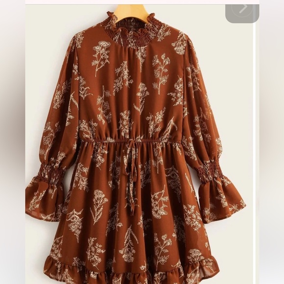 SHEIN | Dresses | Ladies Dress Size X Rust Brown With Light Peach ...